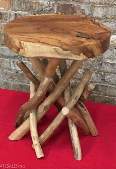 artisan wooden cross leg stool *similar to stock photo*