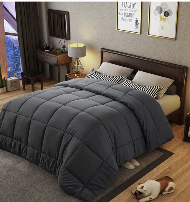 Yoohu Quilted Down Alternative Gray Comforter Full Size 82”x86” All Season