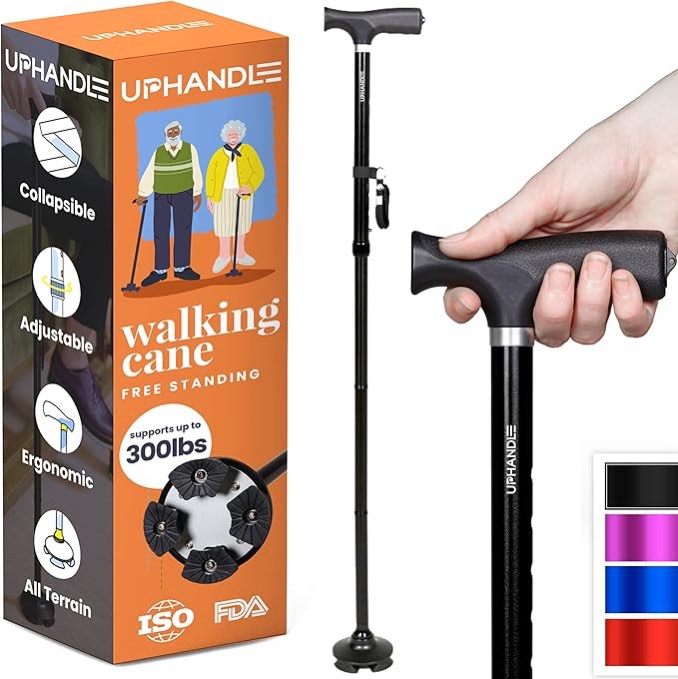Walking Cane for Men and Women - Free Standing Folding Cane with Non ...