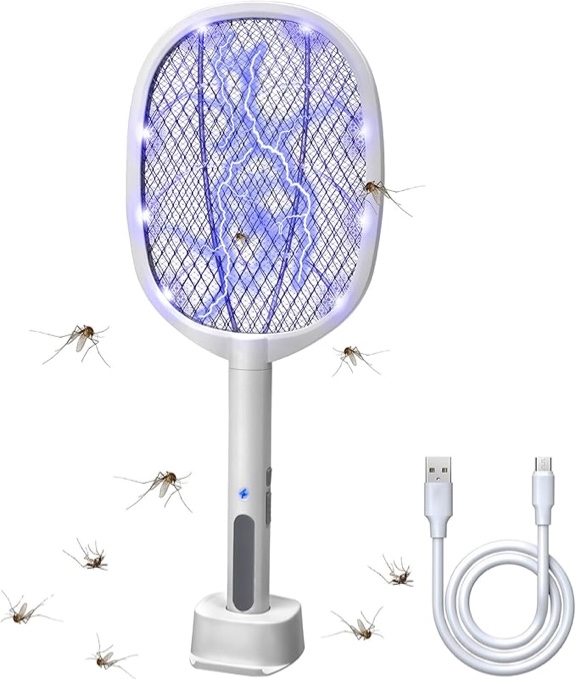 imirror Bug Zapper Racket, 2 in 1 Rechargeable Electric Fly Swatter ...