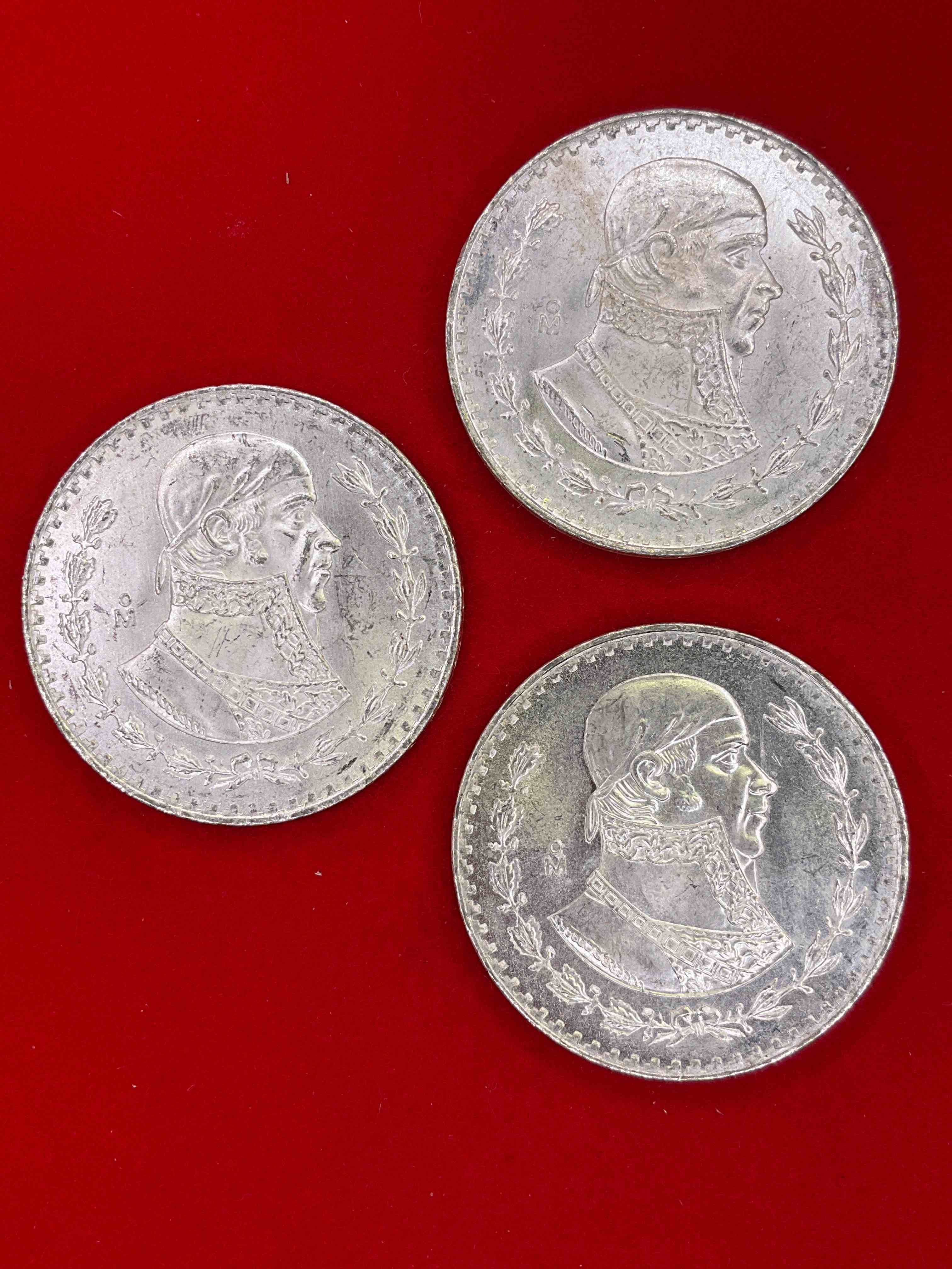 1950's/60's Vintage Mexican Silver Coins, UNCIRCULATED! These Partial ...