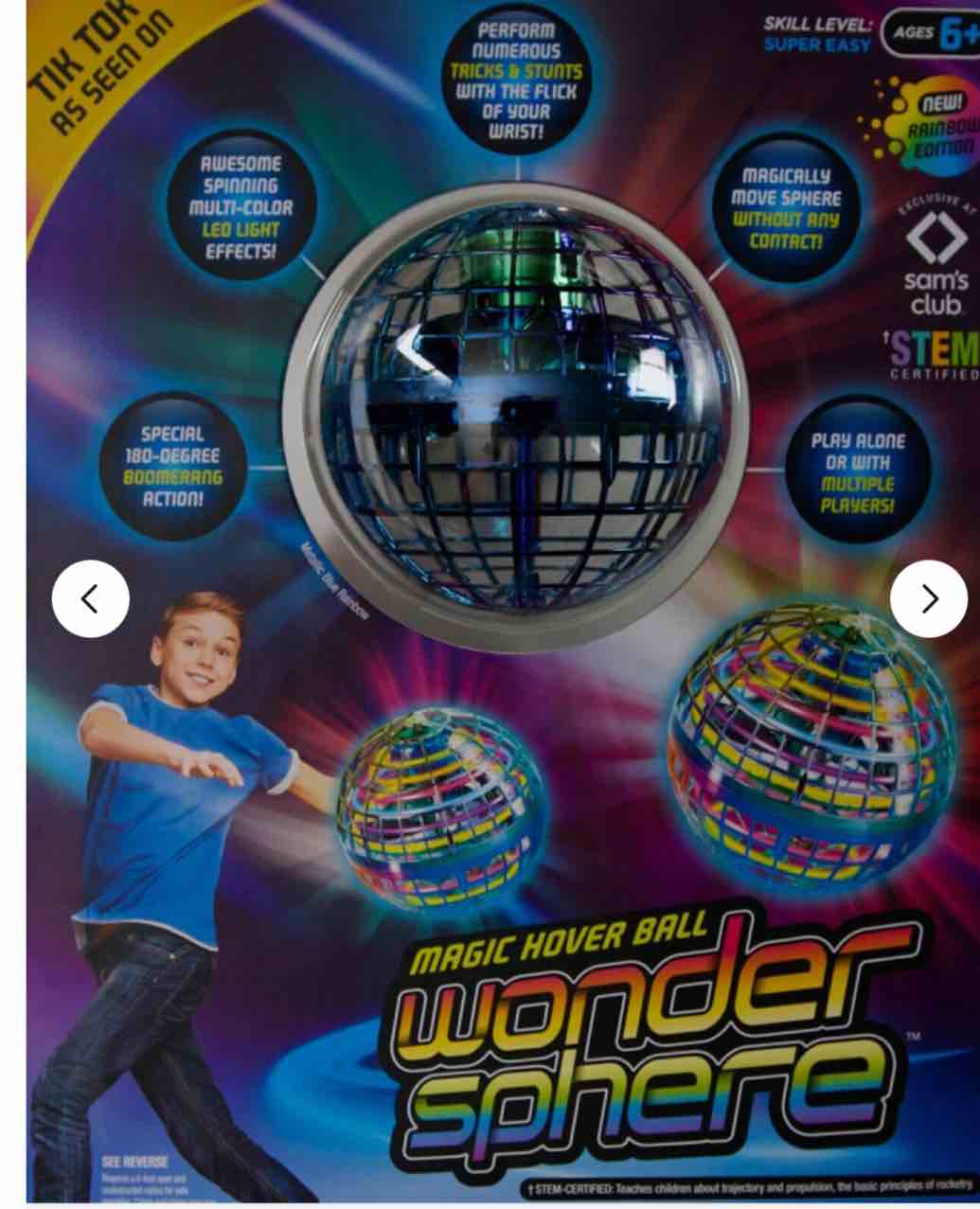 Wonder Sphere Magic Hover Ball Multicolor LED Lights Rainbow, STEM Edition