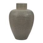 Dempsey Green Lidded Jar - Stoneware, Green, Checkered, Bud, Elegant ...