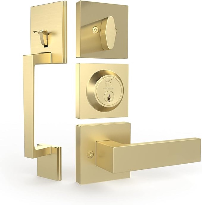 Mega Handles - TOBELLE Entry Door Handleset in Satin Brass Finish ...