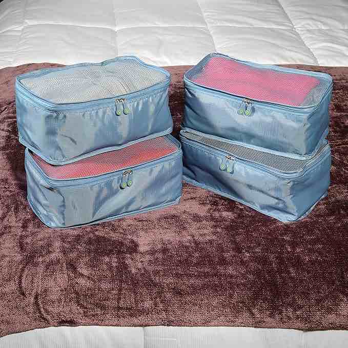 Rolling Nomad 11x4x6.75 4 Pack Small Packing Cubes for Travel, Blue Packing Cubes for Suitcases ...