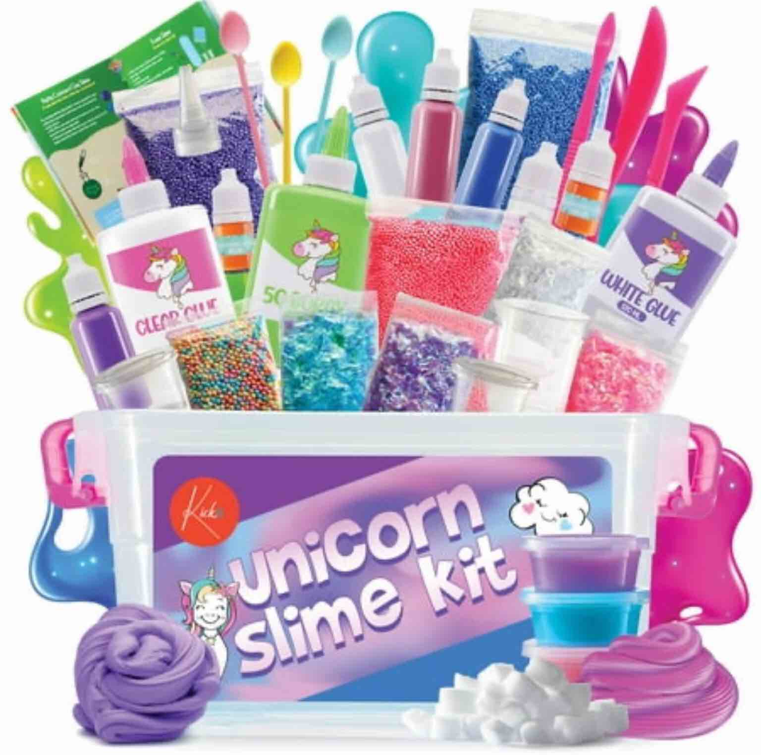 Kicko Unicorn Slime Making Set - 88 Piece DIY Kit with Storage Box ...
