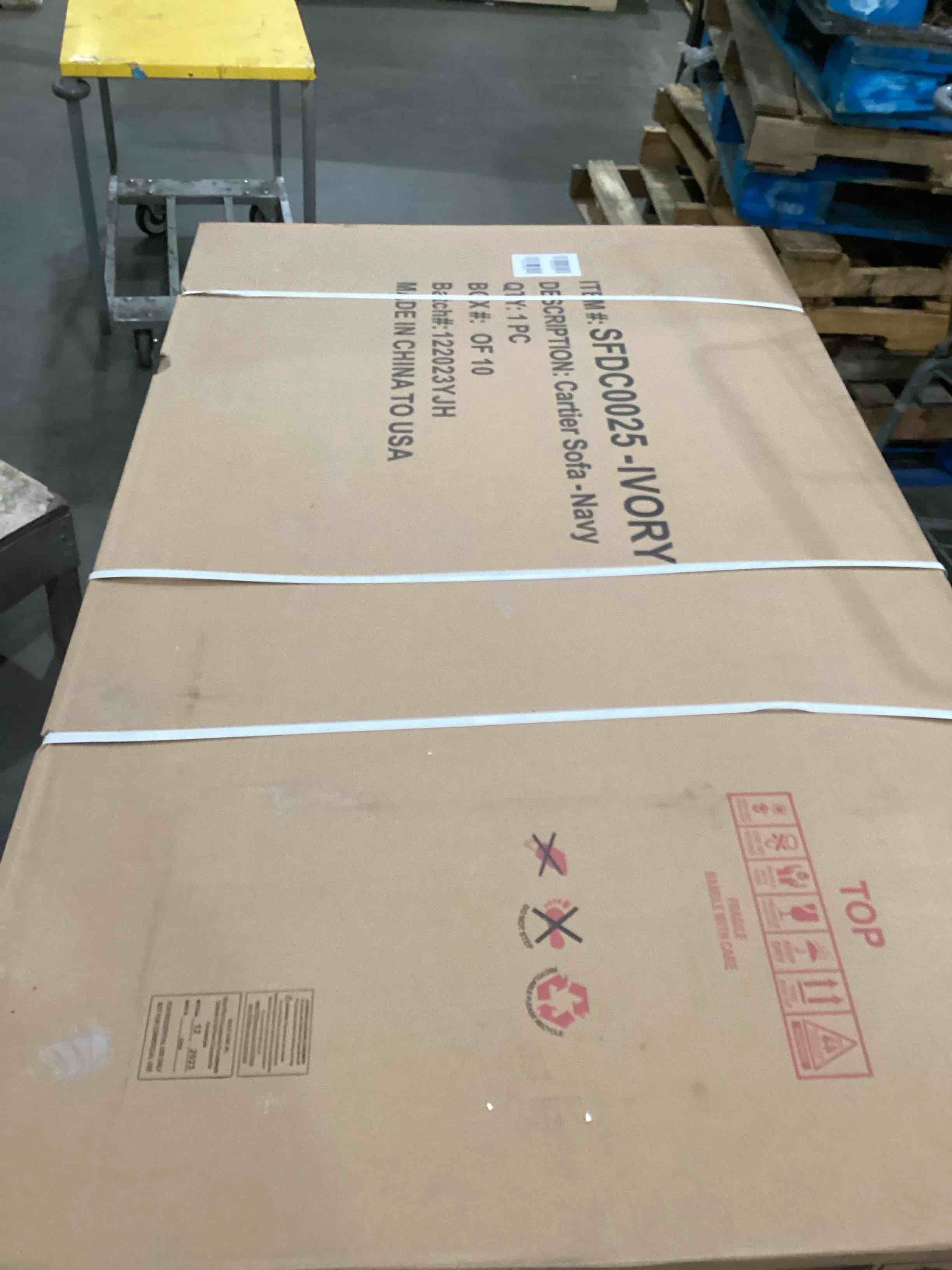 Cartier 83 in. Flared Arm 3-Seater Sofa in Ivory