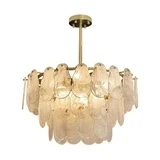 Homary Modern 8-Light Tiered Cloud Glass Chandelier Adjustable Hanging Rod