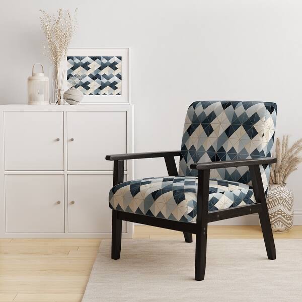 Designart "Neutral Grey Tiles Mosaic" Upholstered Geometric Accent ...