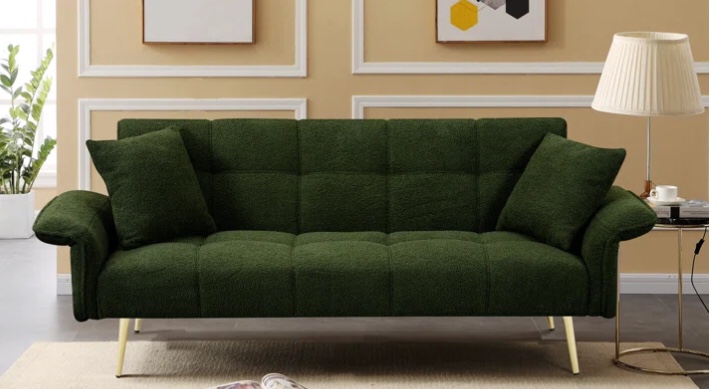 Dontravius 79.92'' Sofa Bed Fabric: Green Fabric