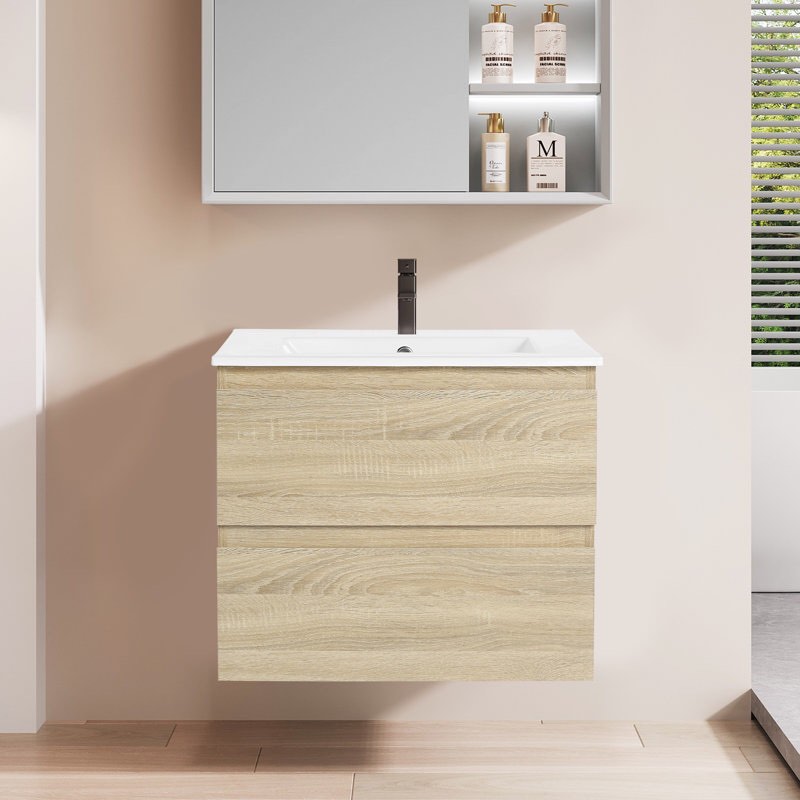 Aleksi 24'' Wall Mounted Single Bathroom Vanity With Ceramic Top