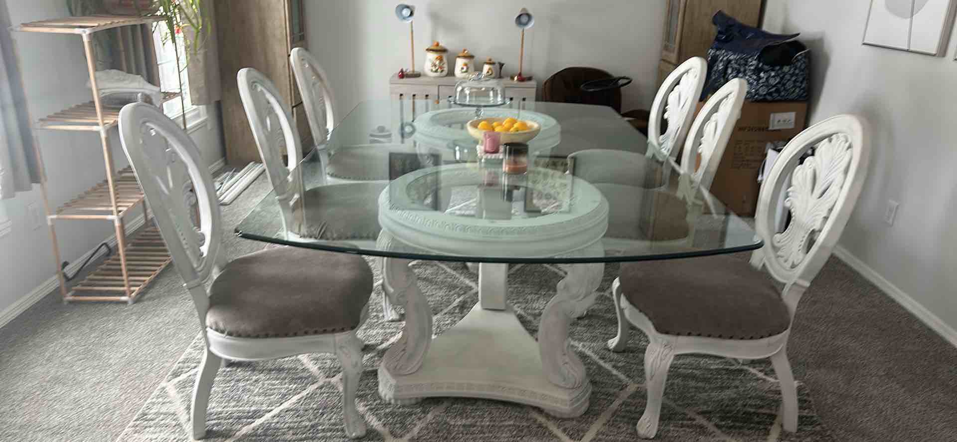 High End Custom Built Stunning Dining Room Table With Wood Pedestals, 6 ...
