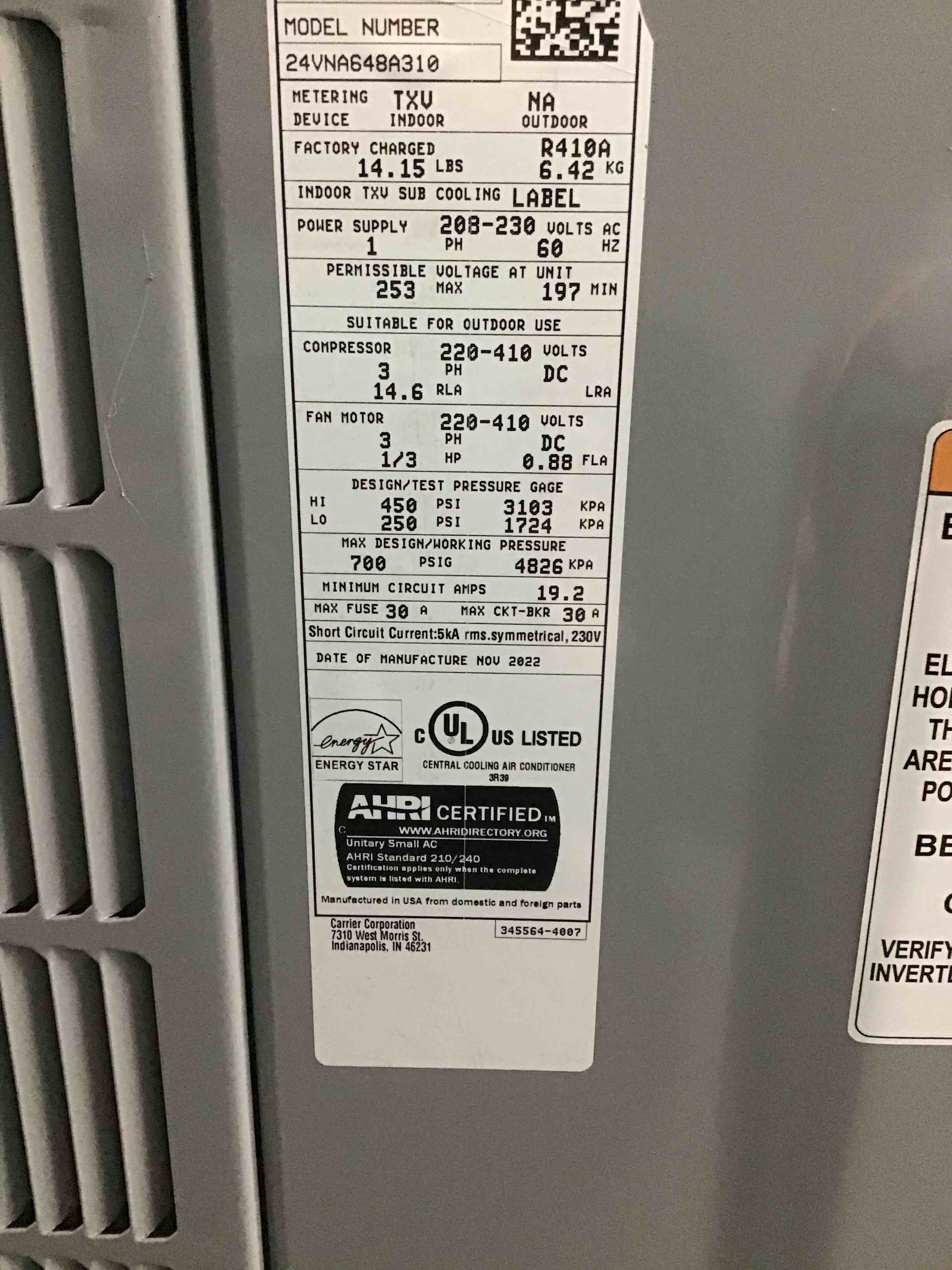 Carrier 2022 Infinity 26 Variable Speed Air Conditioner with Greenspeed ...