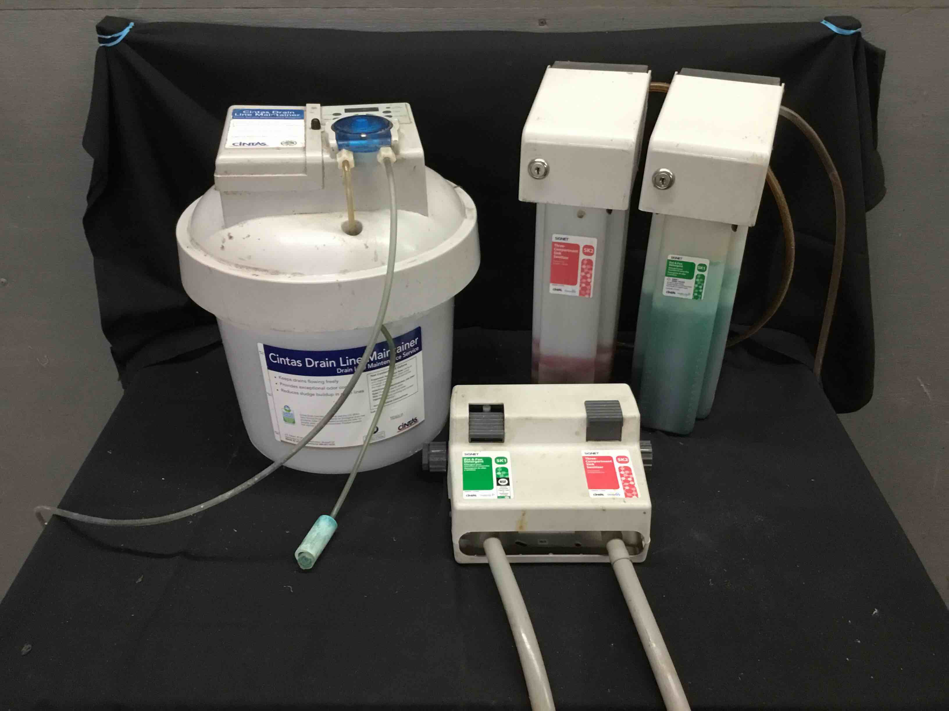 Cintas Drain Line Maintainer And Signet Cleaning Chemical Dispensers