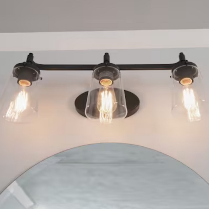 allen + roth Wyatt modern farmhouse vanity 24-in 3-Light Aged Bronze ...