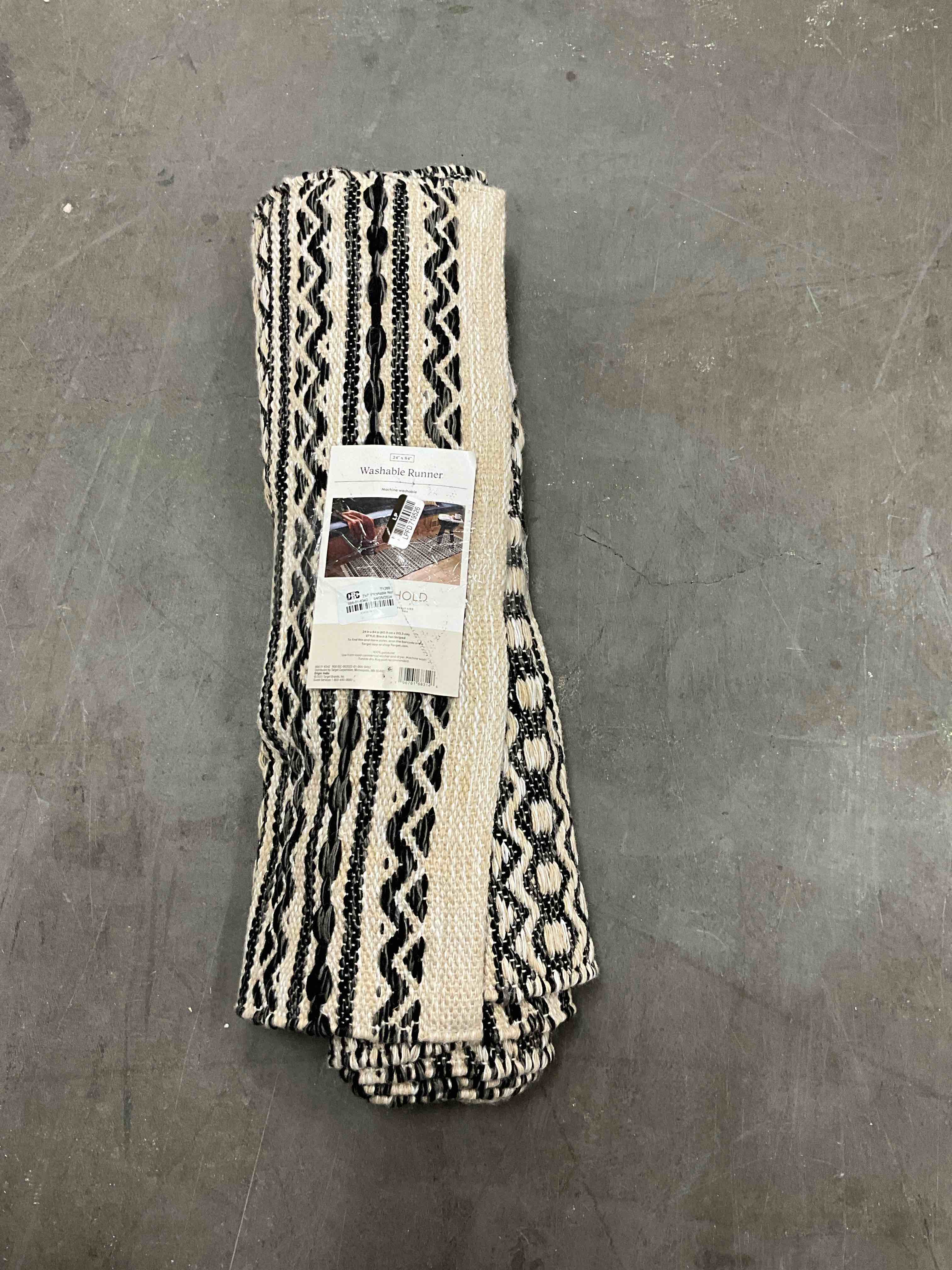 2'x7' Washable Norwalk Stripe Runner Rug Black/White - Threshold