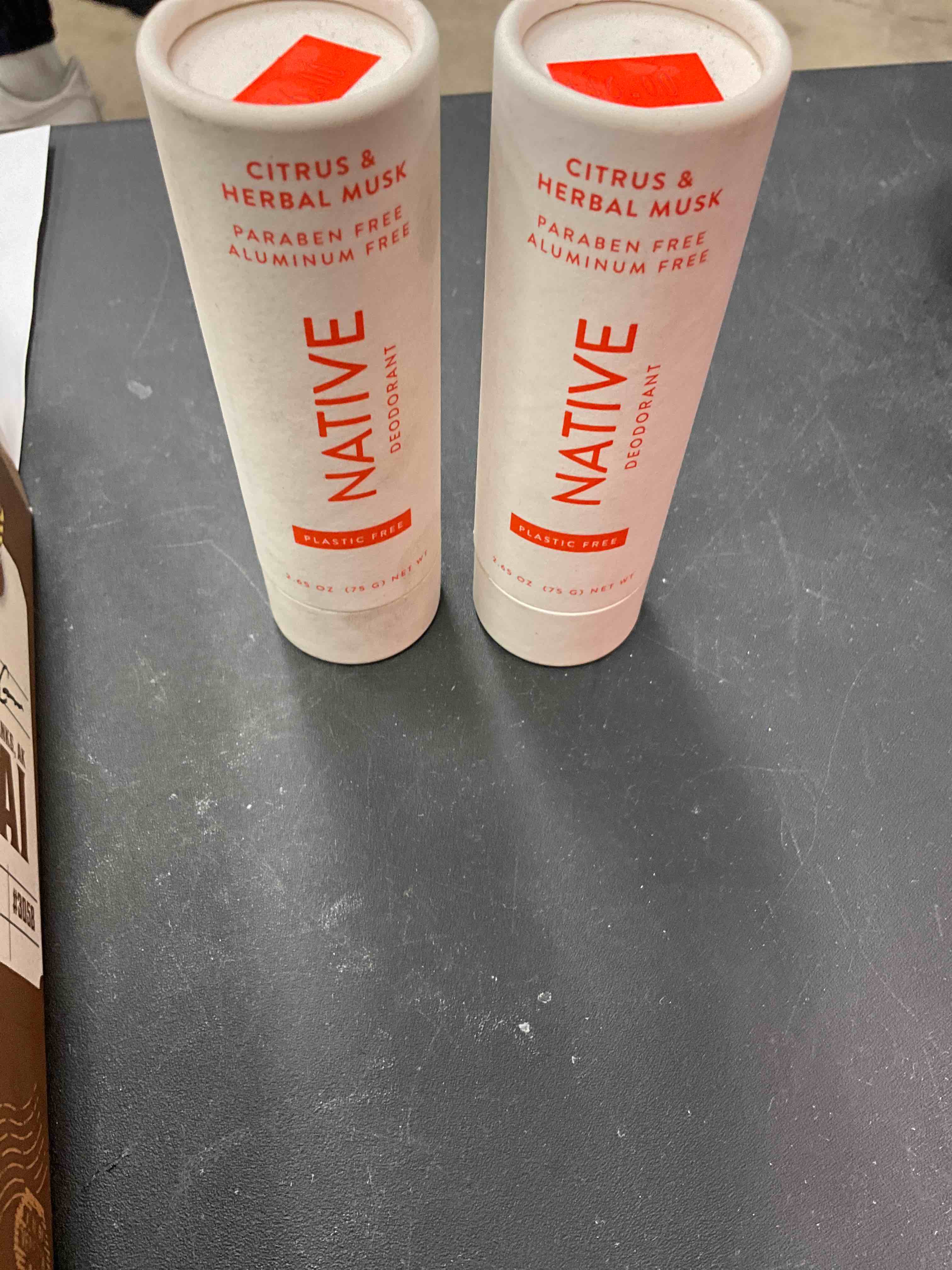 Native Plastic Free Citrus & Herbal Musk Deodorant for Men - 2.65oz