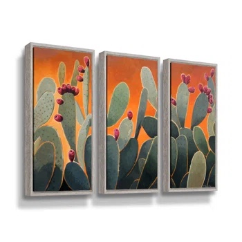 Cactus Orange by Rick Kersten 3 Piece Graphic Art Set on Canvas