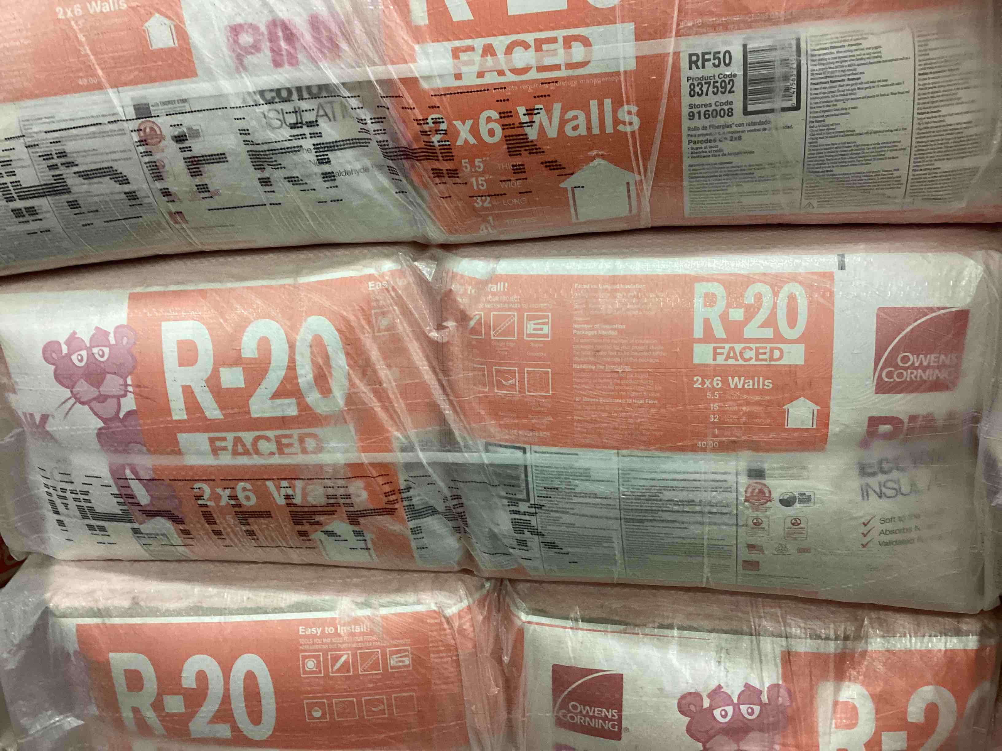6 rolls r20 15” faced insulation your bid per batt