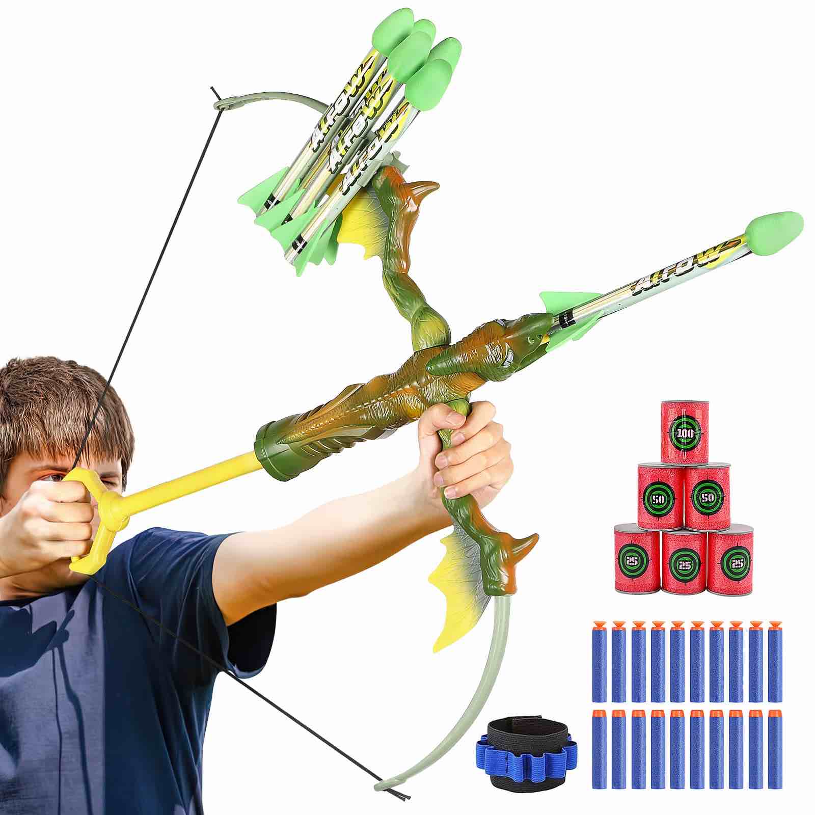 Geegear Toy Bow and Arrow for Kids, Outdoor Toys for Kids 6-12 Years ...