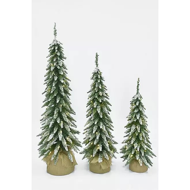 Member's Mark Pre-Lit Flocked Alpine Trees, Set of 3