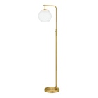 Hampton Bay Frazier 59 in. Brass Floor Lamp with Milk Glass Shade