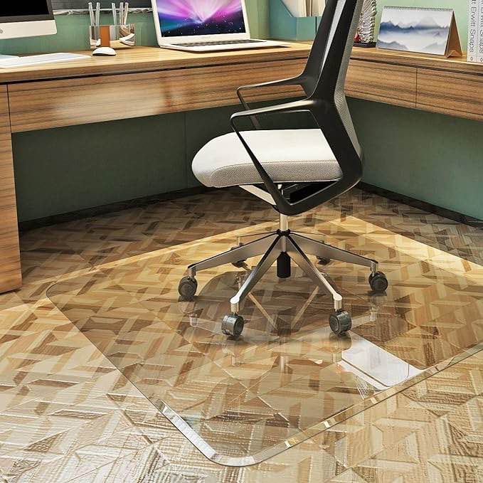 Premium Tempered Glass Chair Mat with Exclusive Beveled Edge | 46 x 46 ...