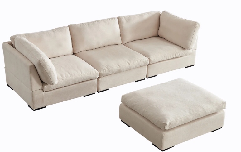 Jodee 99'' Tuxedo Arm Modular Sofa