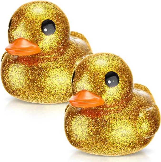 Honoson 2 Pcs 6.89 Inch Giant Glitter Rubber Ducks Big Rubber Ducky ...