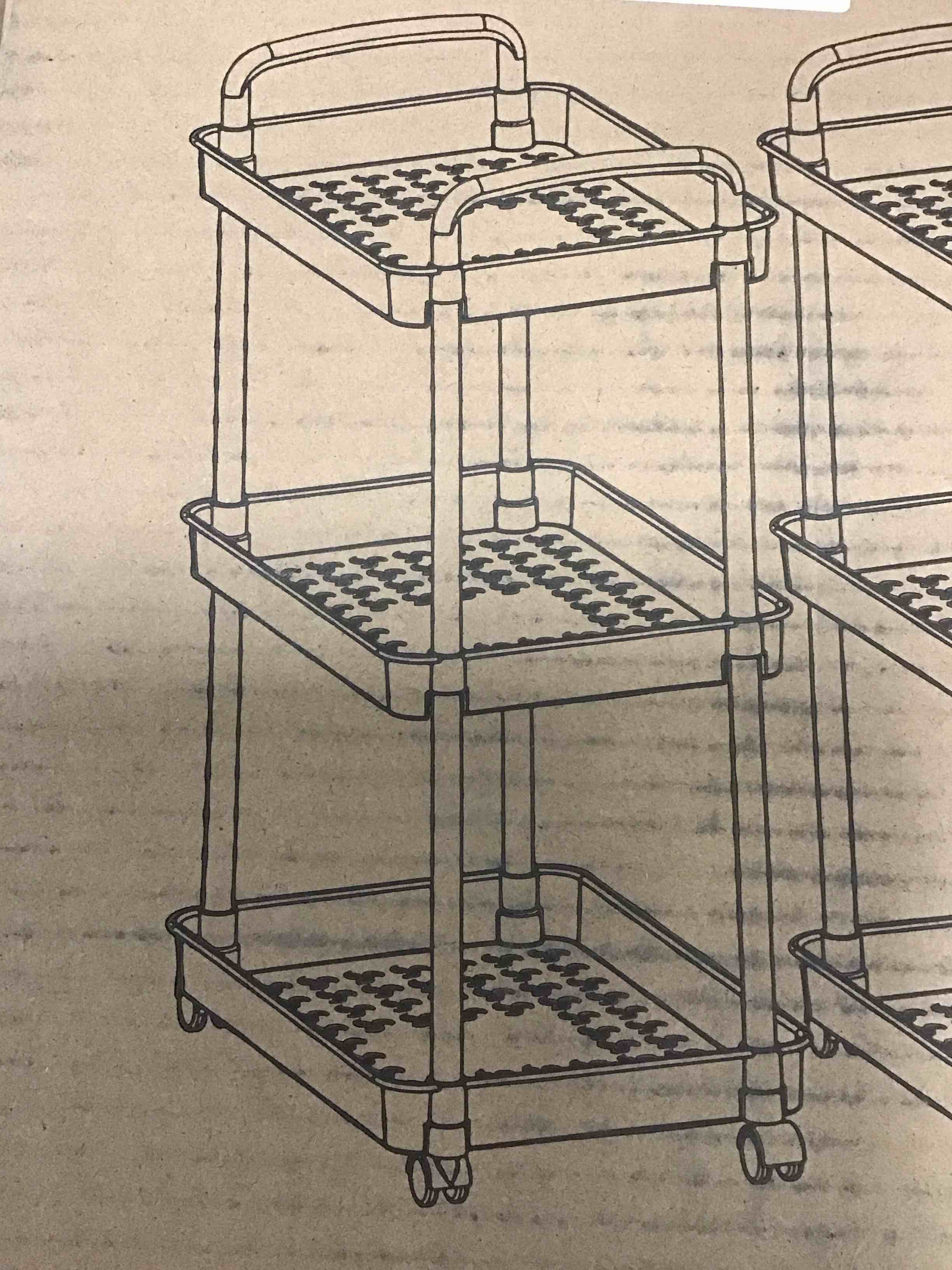 PP three-Layer trolley two sets - black