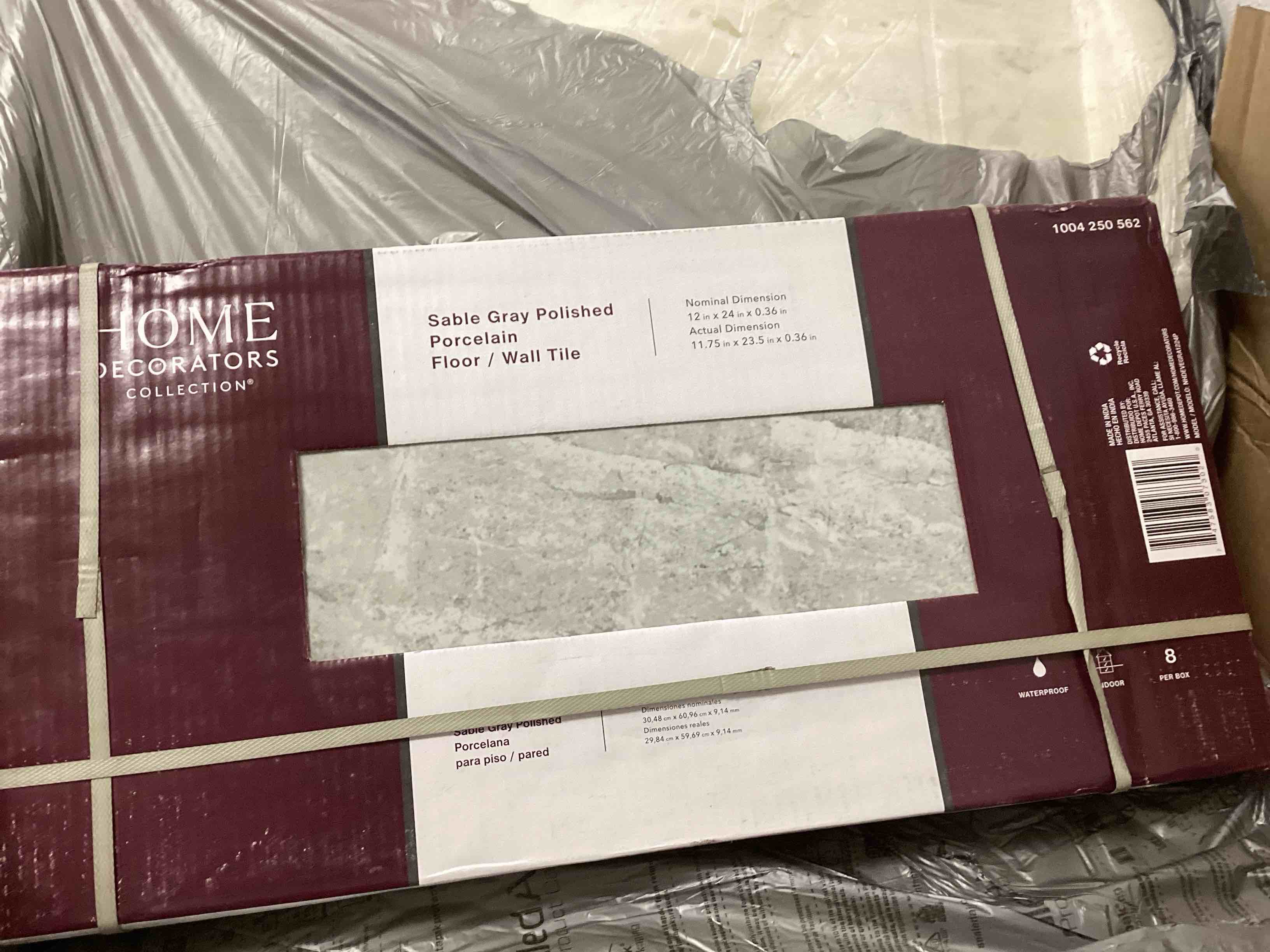 SABLE GRAY POLISHED PORCELAIN FLOOR/WALL TILE, 12” X 24”, 16 SQ FT PER ...