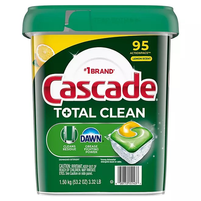Cascade Total Clean ActionPacs Dishwasher Detergent Pacs, Lemon Scent ...