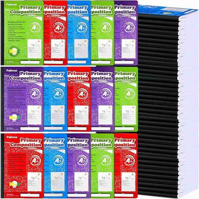 Fainne 50 Pack A5 Primary Ruled Composition Notebooks Bulk 200 Pages ...