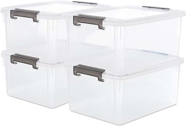 IRIS USA Plastic File Box Organizer with Secure Durable Latching Lid ...