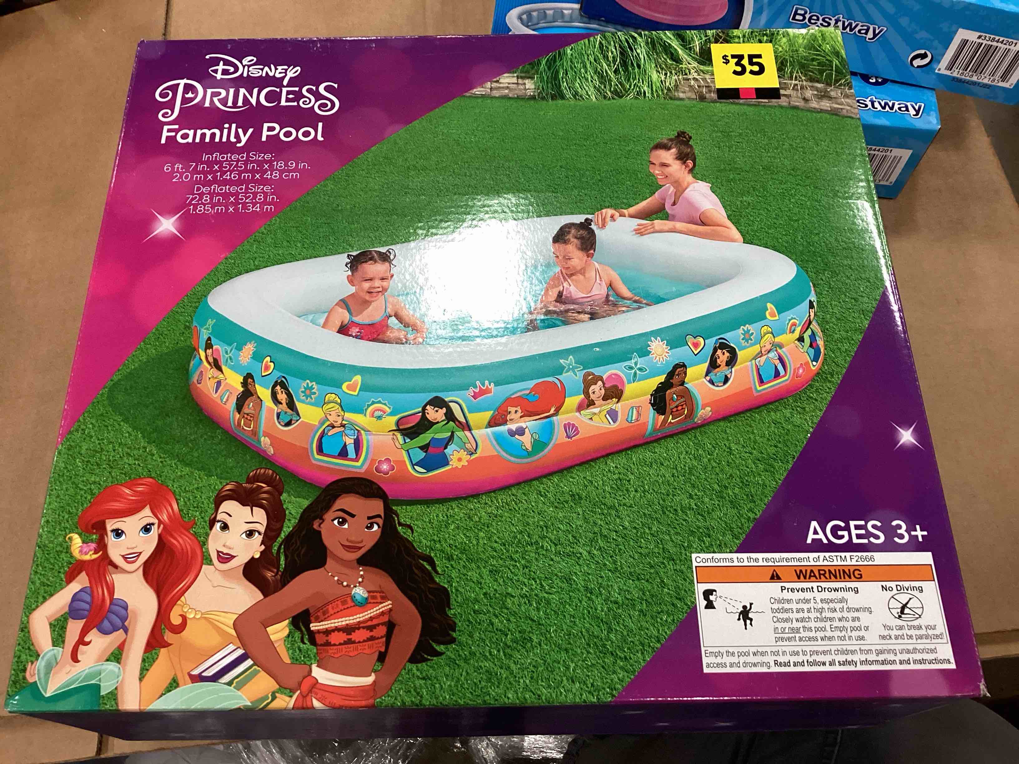 DISNEY PRINCESS FAMILY POOL 6’7” X 57.5” x 18.9”