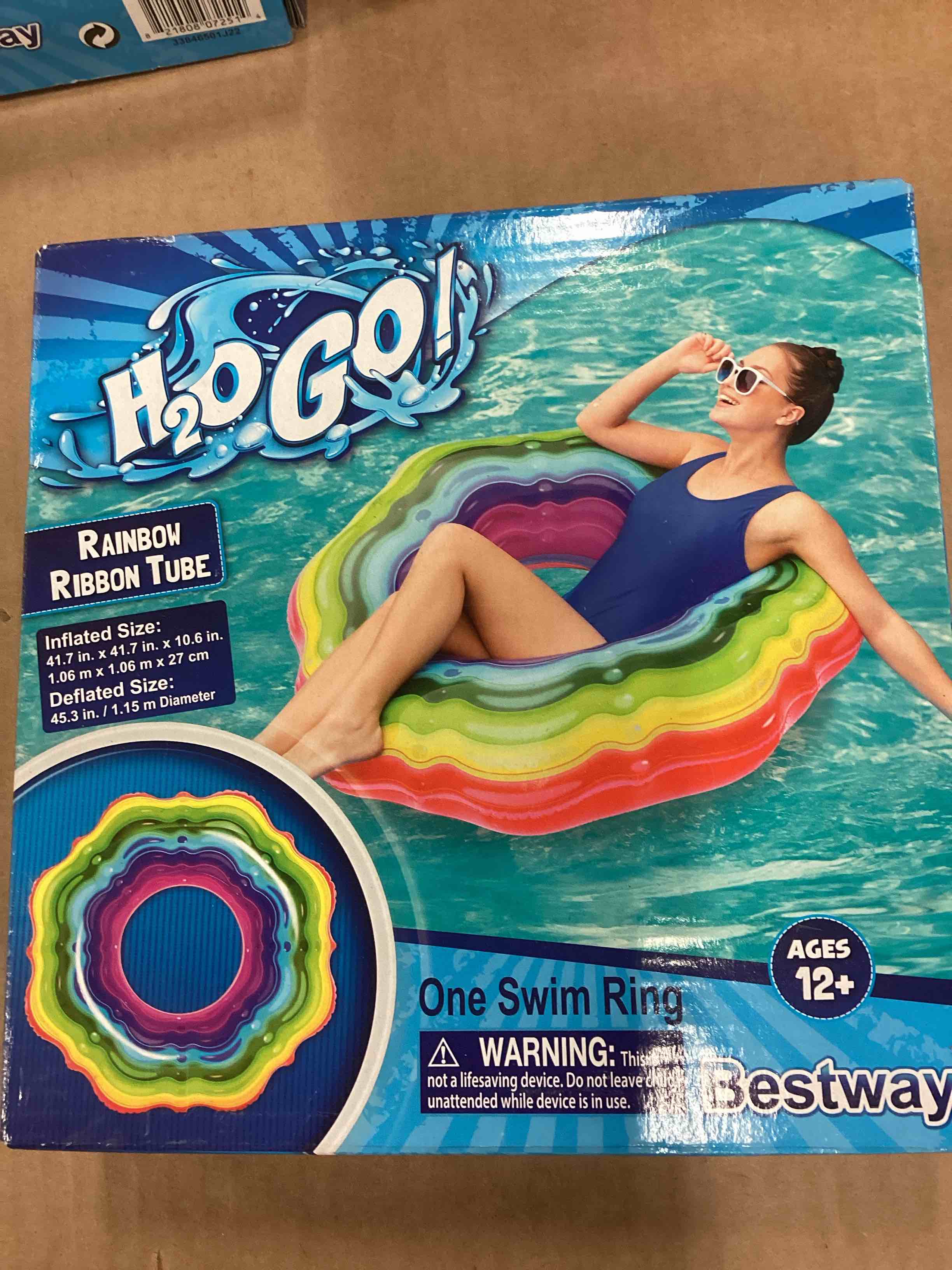 H2O GO! RAINBOW RIBBON TUBE, ONE SWIM RING, AGES 12+