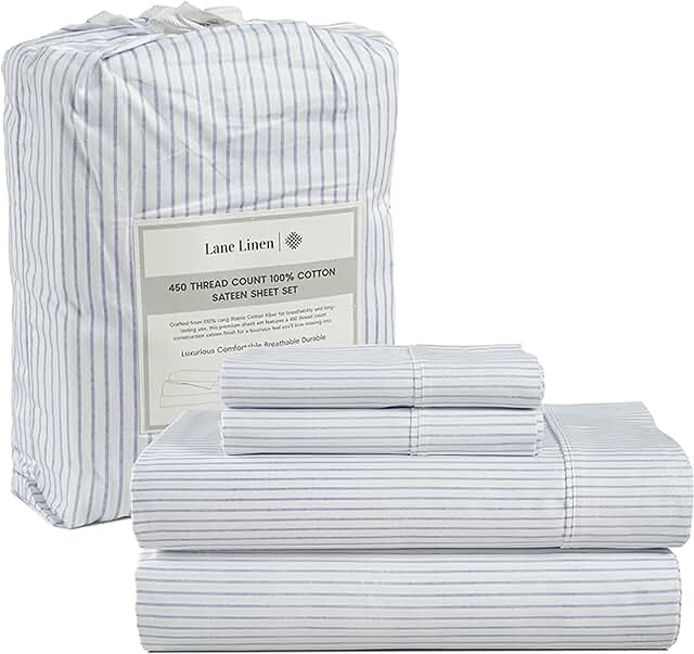 Martex Clean AF Pinstripe Cotton Sheet Set with SILVERbac Antimicrobial ...
