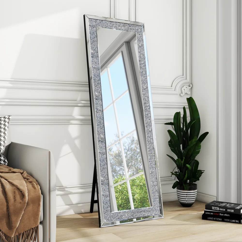 Casmer Diamond Floor Mirror 22" Wide with Stand