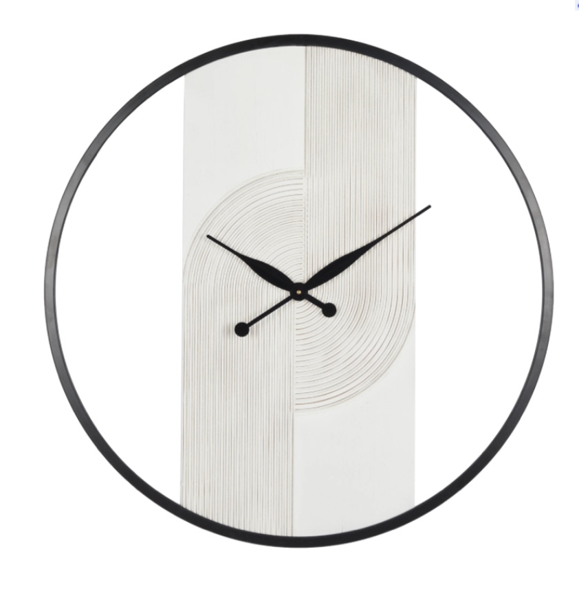 Cole And Grey Wood Art Deco Inspired Line Art Geometric Wall Clock With ...