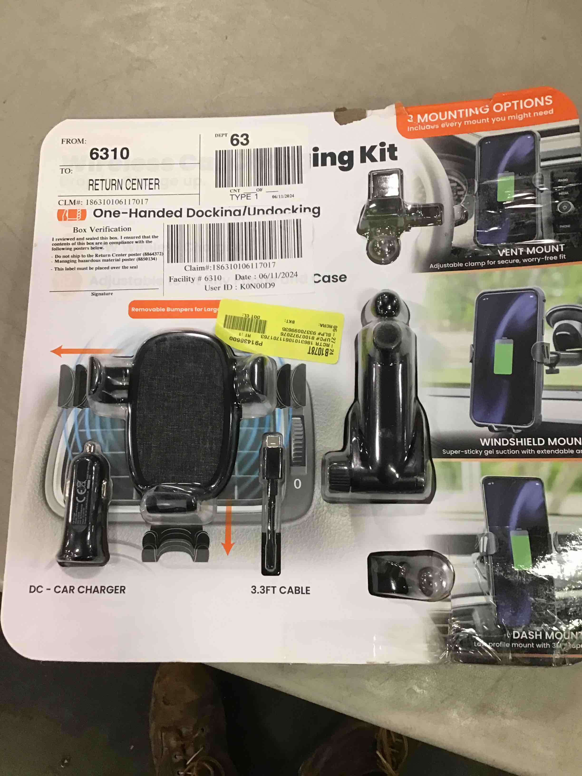 Ventev 3 Mounting Options Wireless Qi Car Charging Kit - Adjustable