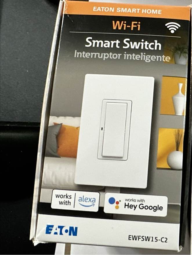 NEW Eaton Smart Home 15A Wi-Fi Smart Switch Interruptor EWFSW15-C2