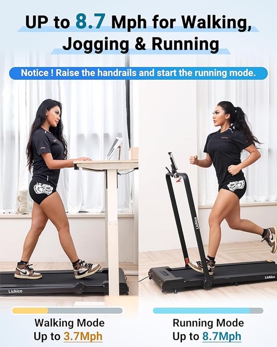 YRUN/LICHICO Under Desk Treadmill, 2 in 1 Portable Folding Treadmill, 3 ...