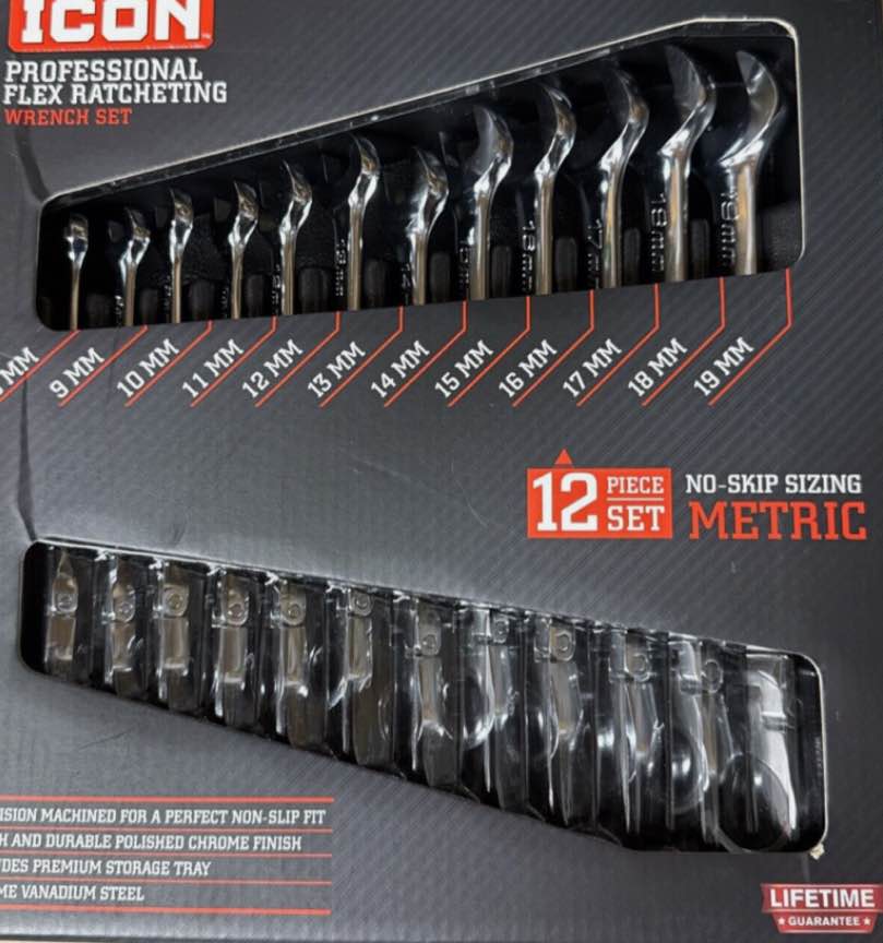 icon Professional Flex Ratcheting Wrench Set (WRFM-12)( incomplete)