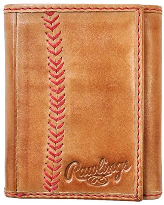 Rawlings Baseball Stitch Trifold Wallet Brown