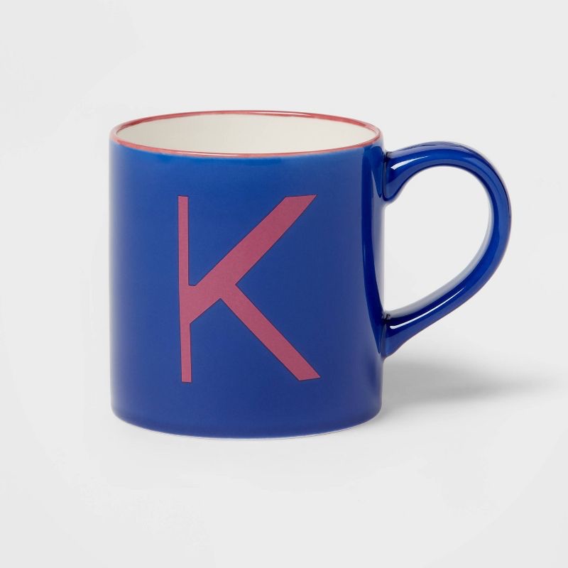 Opalhouse Stoneware Coffee Mug Monogram Letter K-Blue With Pink Letter ...