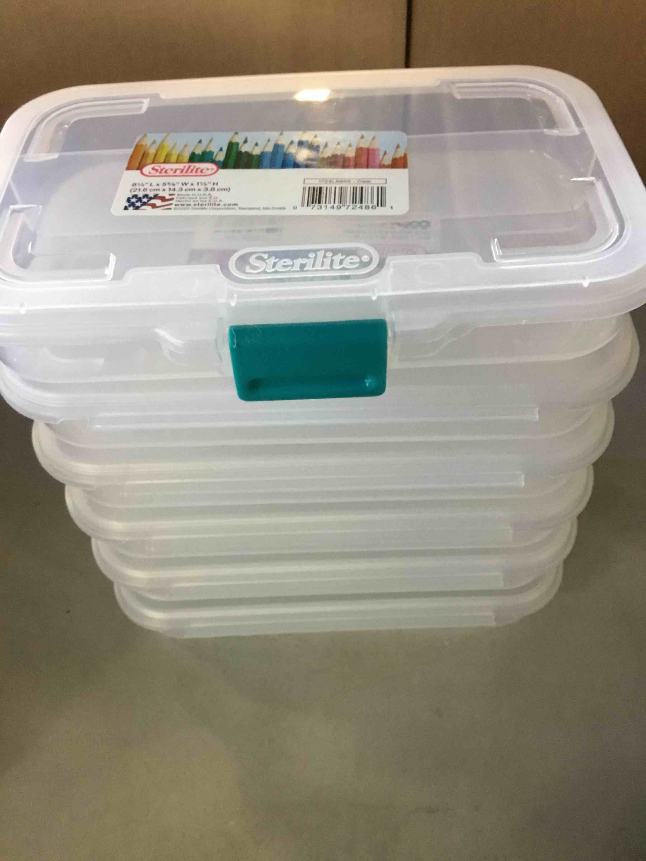 Sterilite Divided Box Small Storage, Clear pack of 6