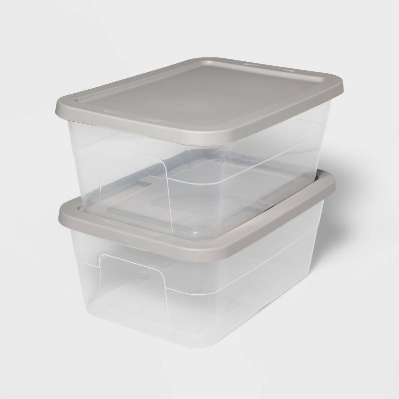 2pk 15qt Storage Boxes Gray - Room Essentials