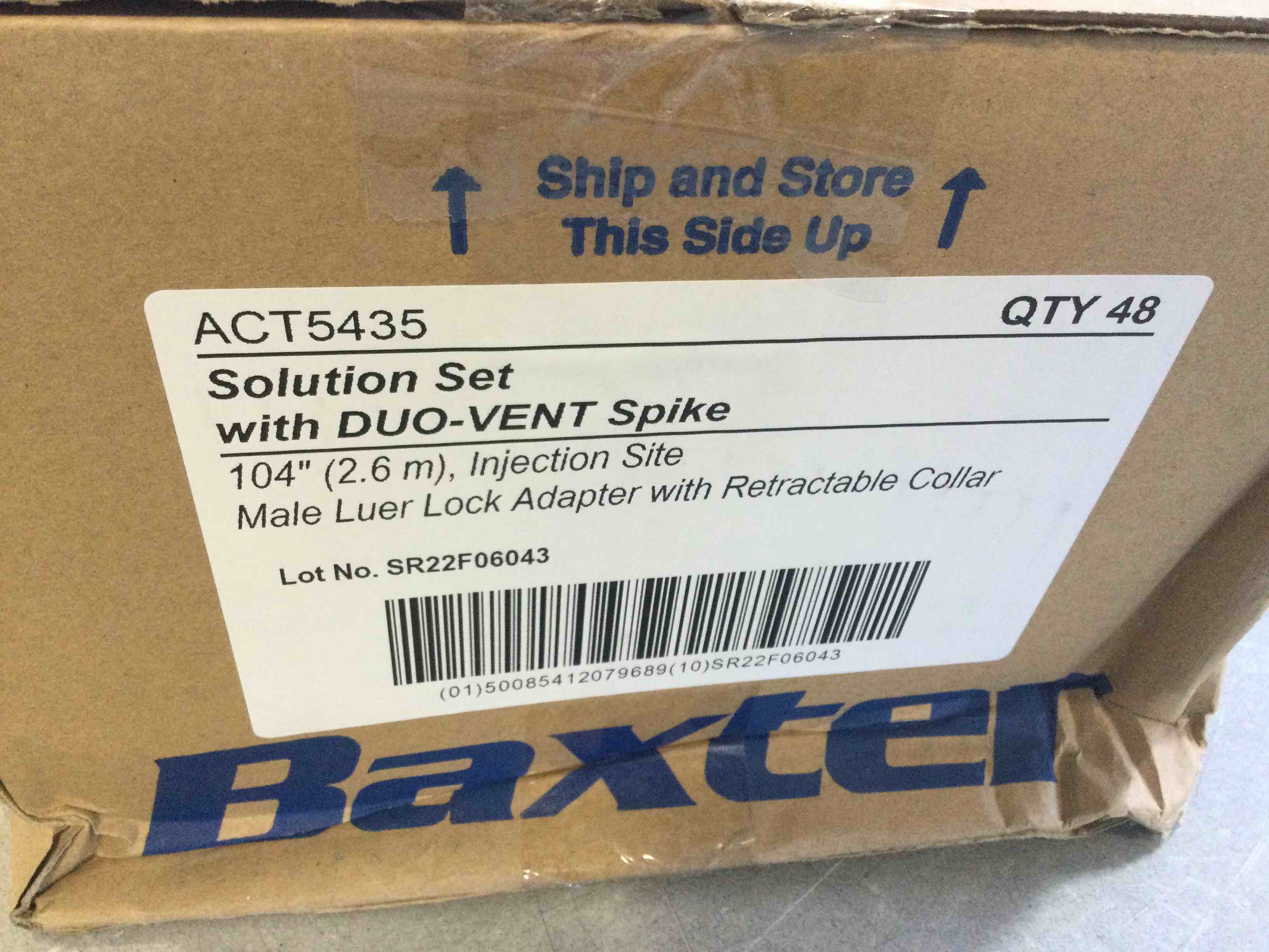 Baxter Solution Set with Duo Vent Spike (Y-Injection) 104-in (.QTY pack ...