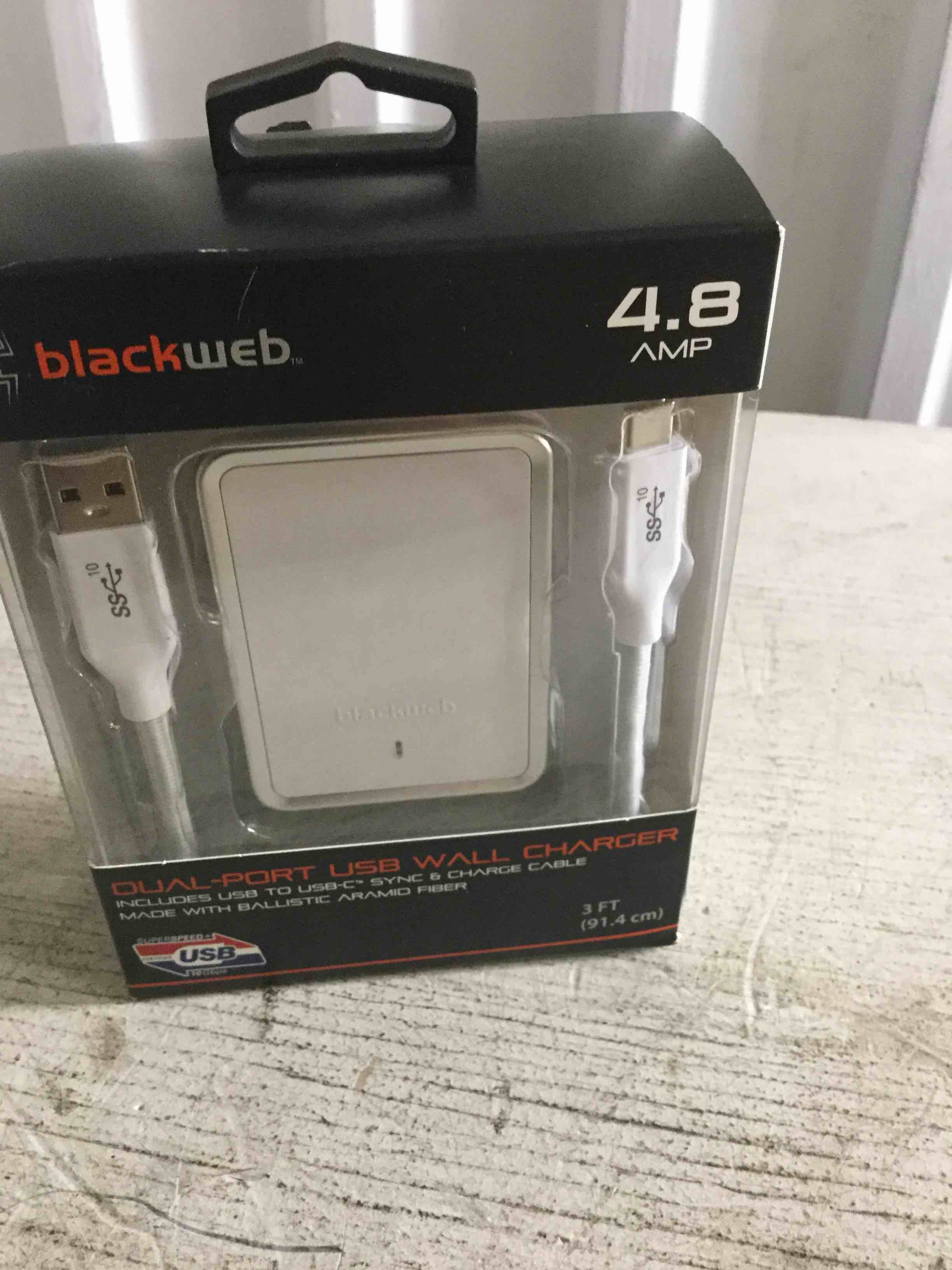 Blackweb Dual-port Usb Wall Charger 4.8 Amp 3' Usb To Usb-c Sync ...