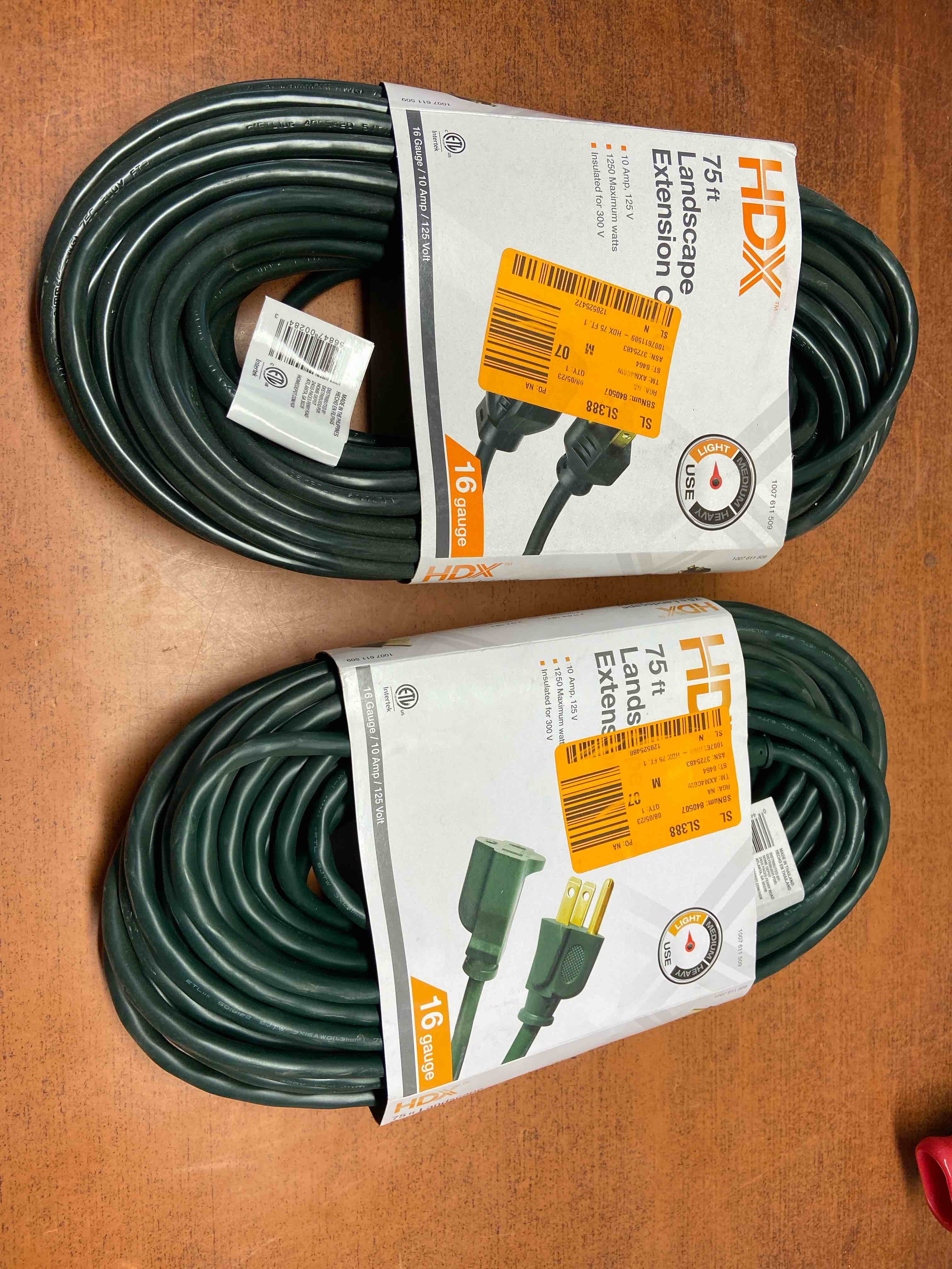 HDX 75’ Landscape extension cord 16 gauge